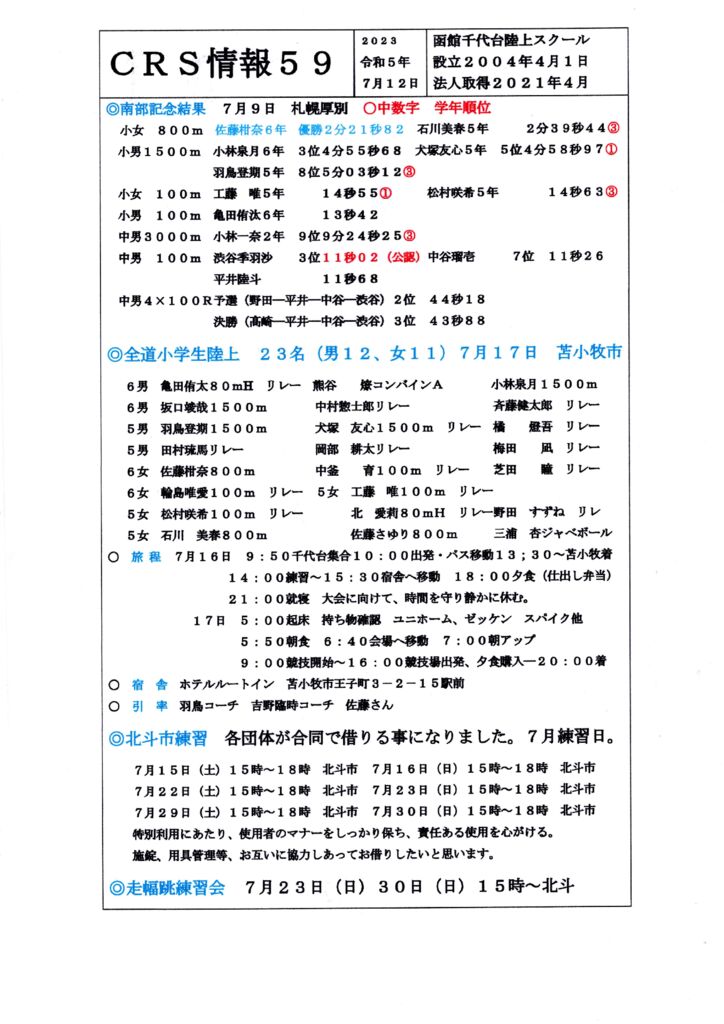 CRS情報59 | NPO法人 函館CRS