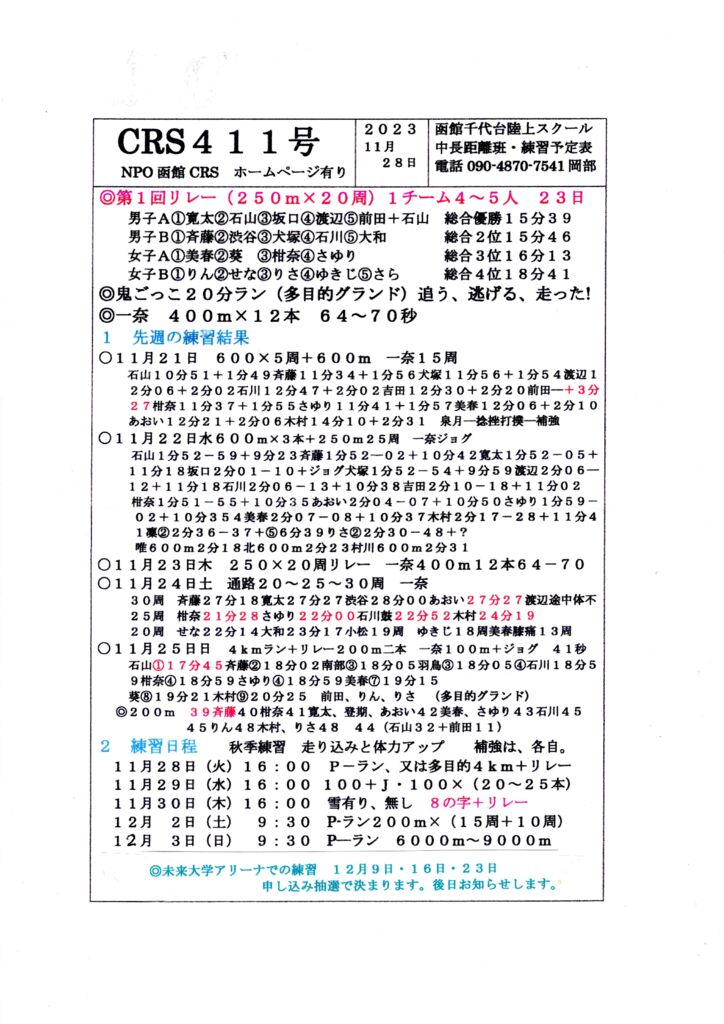 CRS411号 | NPO法人 函館CRS